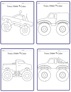 Revving Up Learning Fun: Monster Truck Tracing Activity for Kids | Made ...