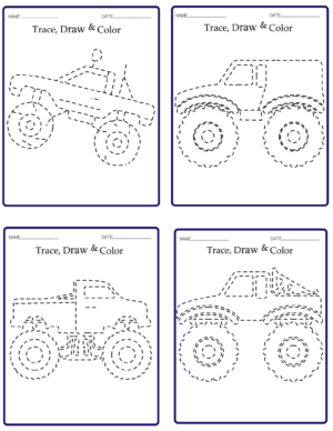Revving Up Learning Fun: Monster Truck Tracing Activity for Kids | Made ...