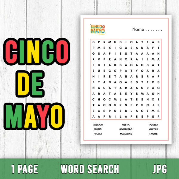 CINCO DE MAYO WORD SEARCH PRINTABLE | Made By Teachers