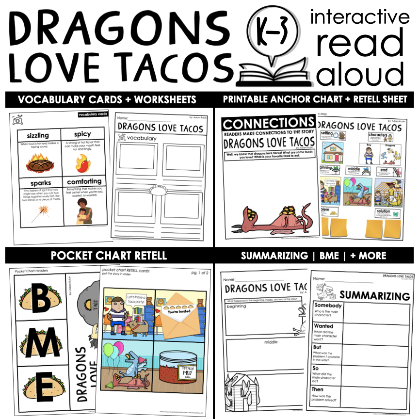 Dragons Love Tacos Read Aloud Lessons + Activities | Picture Sequencing ...