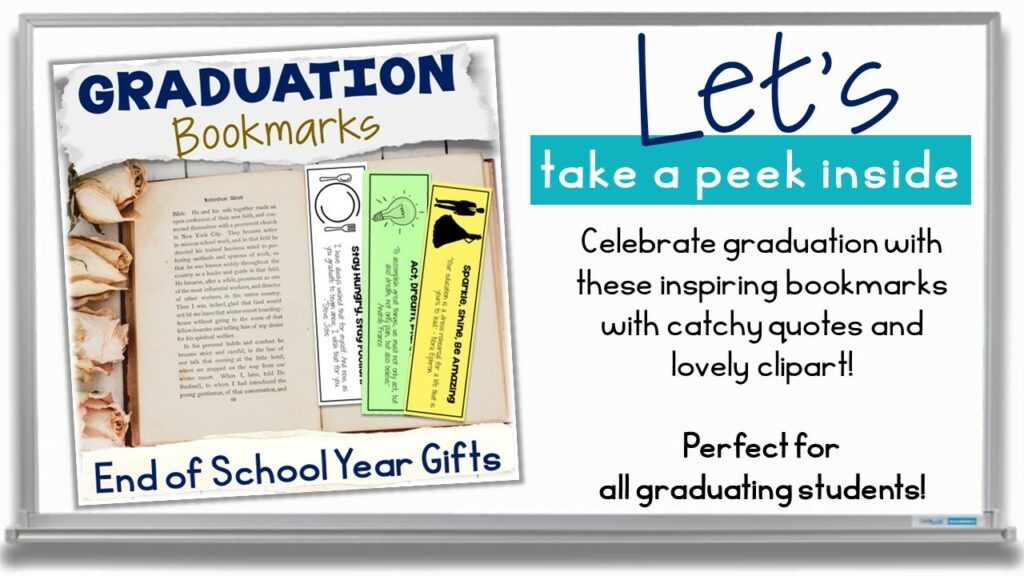 Graduation Bookmarks - Inspirational Quotes End of School Year Gift ...