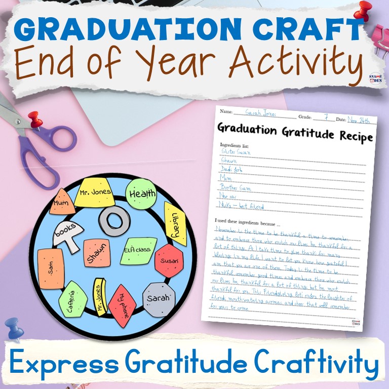 Graduation Craft - End of the School Year SEL Writing Gratitude ...