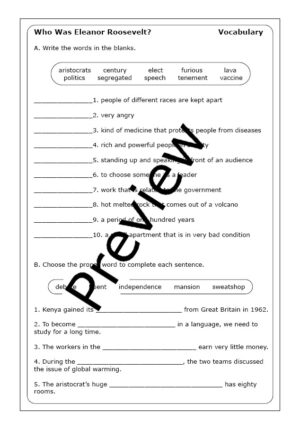 Gare Thompson "Who Was Eleanor Roosevelt?" worksheets | Made By Teachers