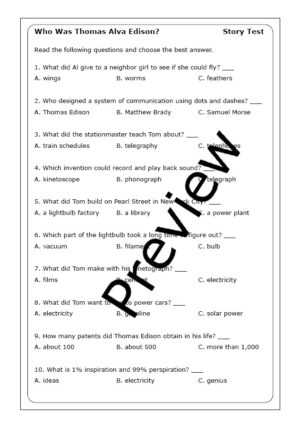 Margaret Frith "Who Was Thomas Alva Edison?" worksheets | Made By Teachers