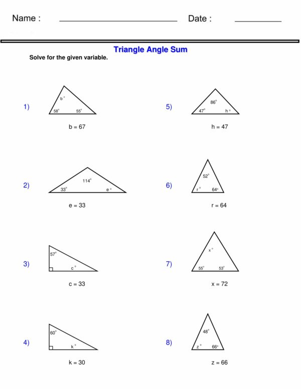 Triangle Angle Sum - Triangle Worksheets | Made By Teachers