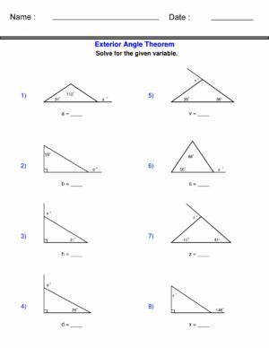 The Exterior Angle Theorem - Triangle Worksheets | Made By Teachers