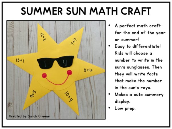 Summer Sunshine Math Craft | Made By Teachers