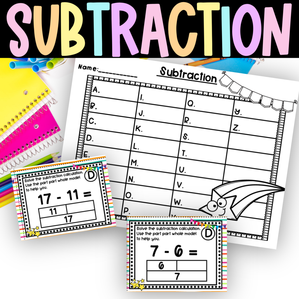 Subtraction Part Part Whole Task Cards Kindergarten 1st Grade | Made By ...