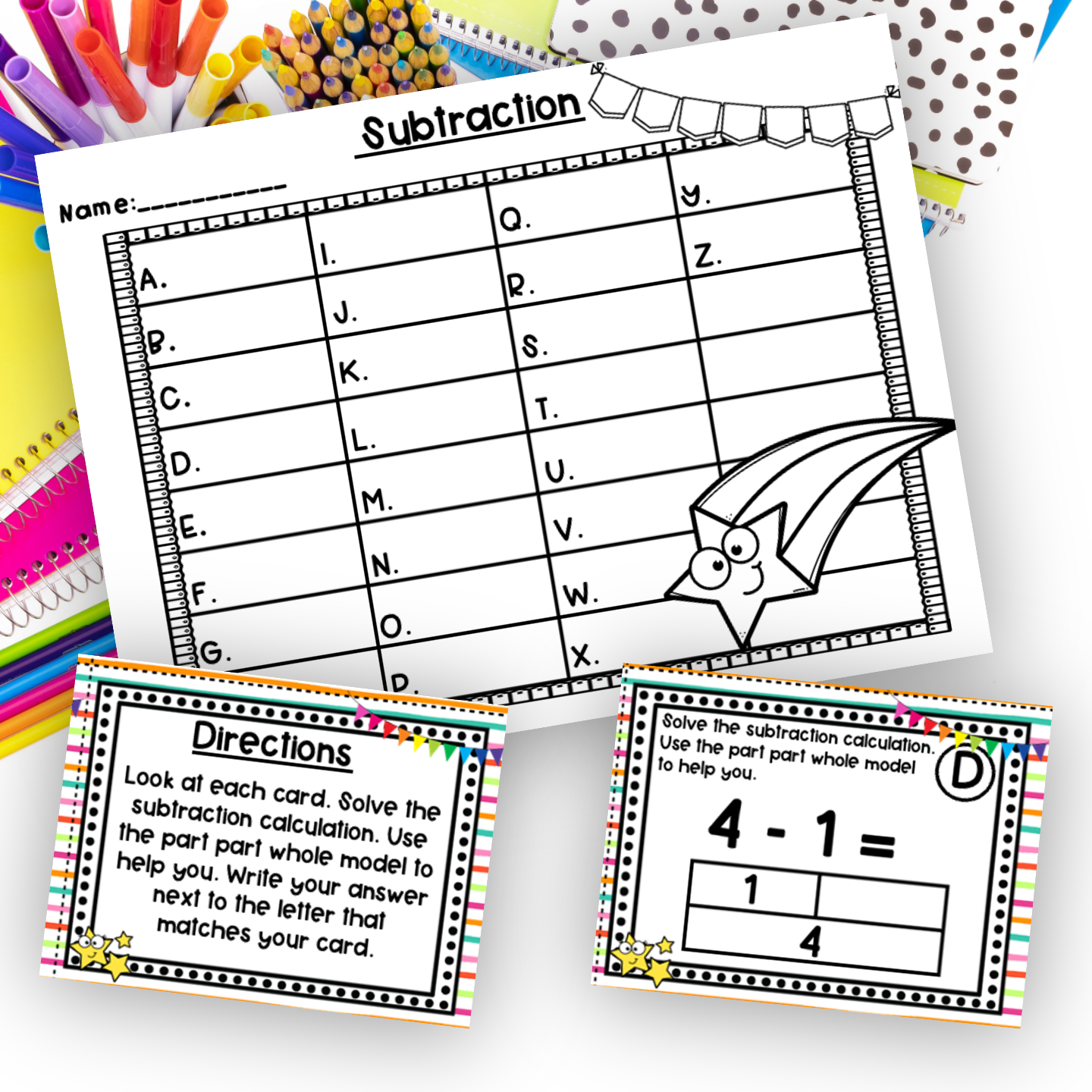 Subtraction Part Part Whole Task Cards Kindergarten 1st Grade | Made By ...