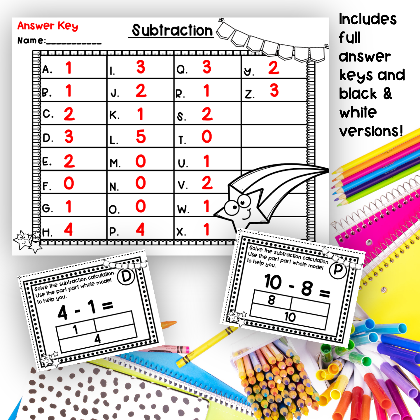 Subtraction Part Part Whole Task Cards Kindergarten 1st Grade | Made By ...
