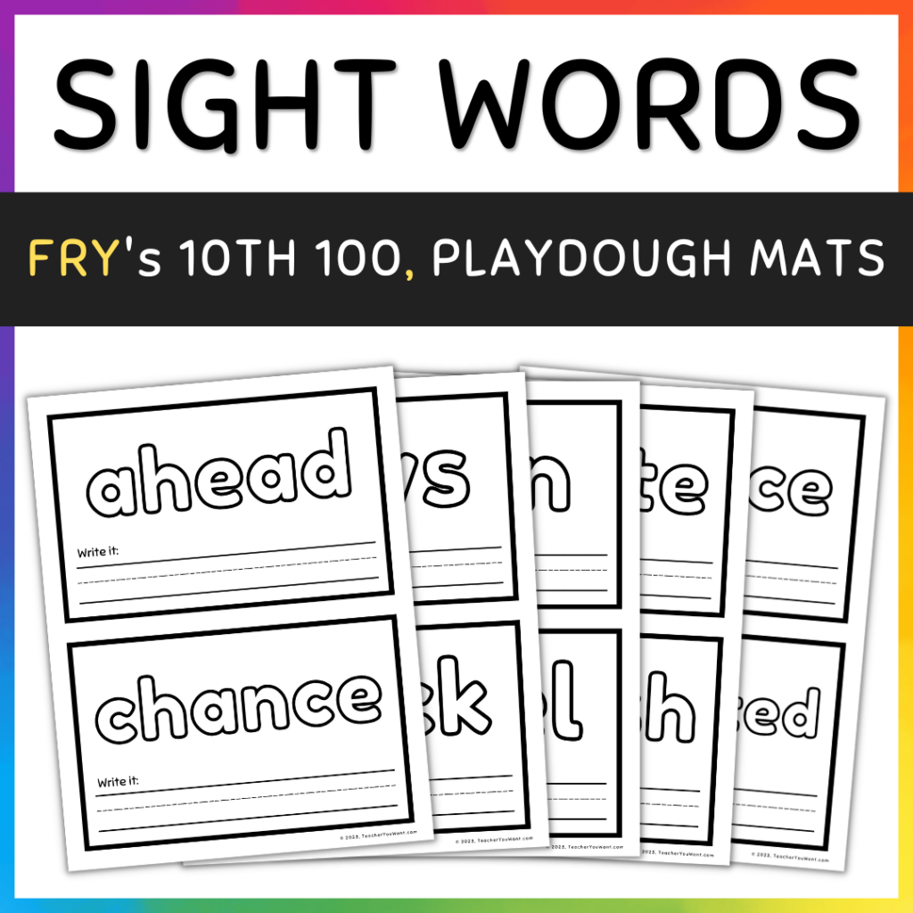 Sight Words Playdough Mat- Fry's 10th 100, Sight Words Practice ...