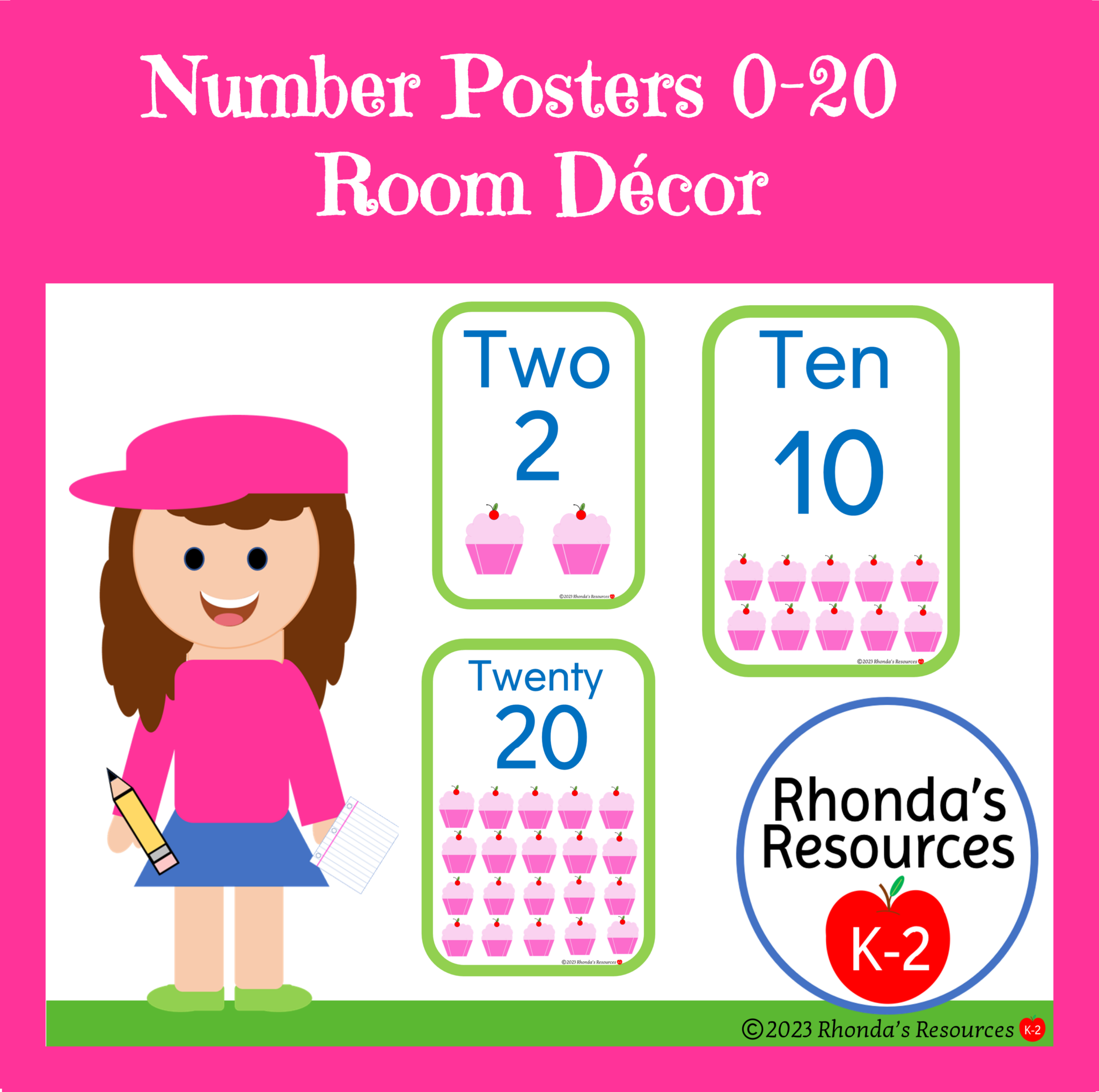 Number Posters With Cupcakes 0-20 Room Décor | Made By Teachers