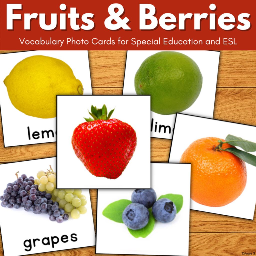 Fruits, Nuts and Berries Vocabulary Cards for Speech Therapy and ESL ...