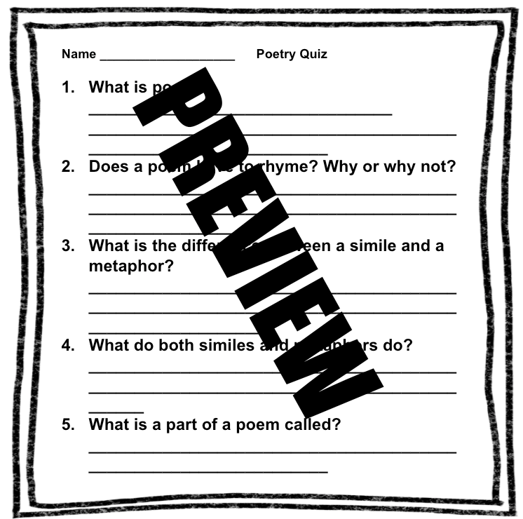 POETRY QUIZ WITH ANSWERS (FOR UNIT OF STUDY UNDERSTANDING) | Made By ...