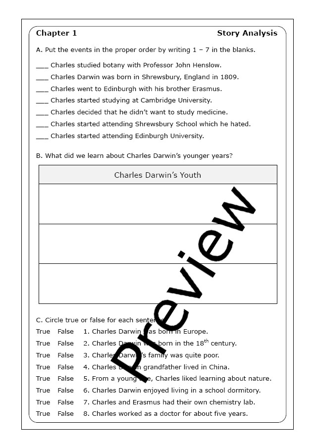 Deborah Hopkinson "Who Was Charles Darwin?" worksheets | Made By Teachers