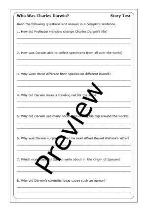 Deborah Hopkinson "Who Was Charles Darwin?" worksheets | Made By Teachers