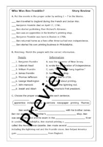 Dennis Brindell Fradin "Who Was Ben Franklin?" worksheets | Made By ...