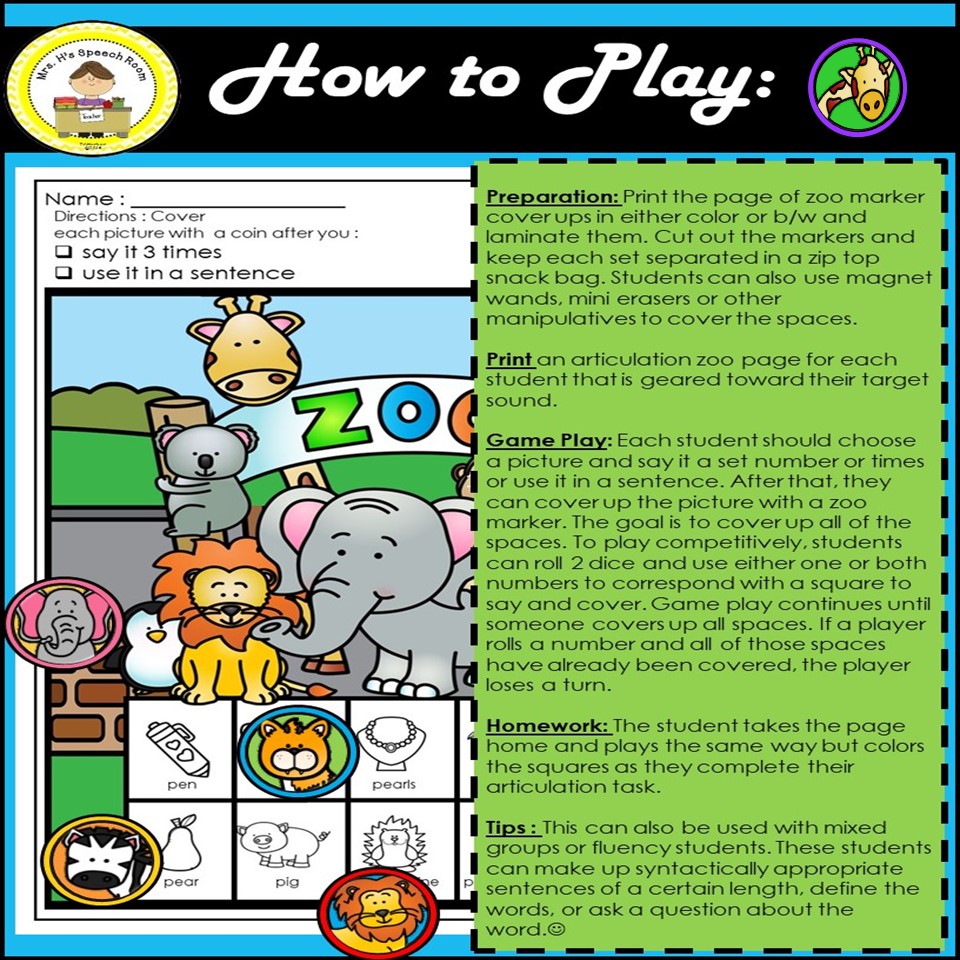 Zoo Speech Therapy Articulation Activity | Made By Teachers