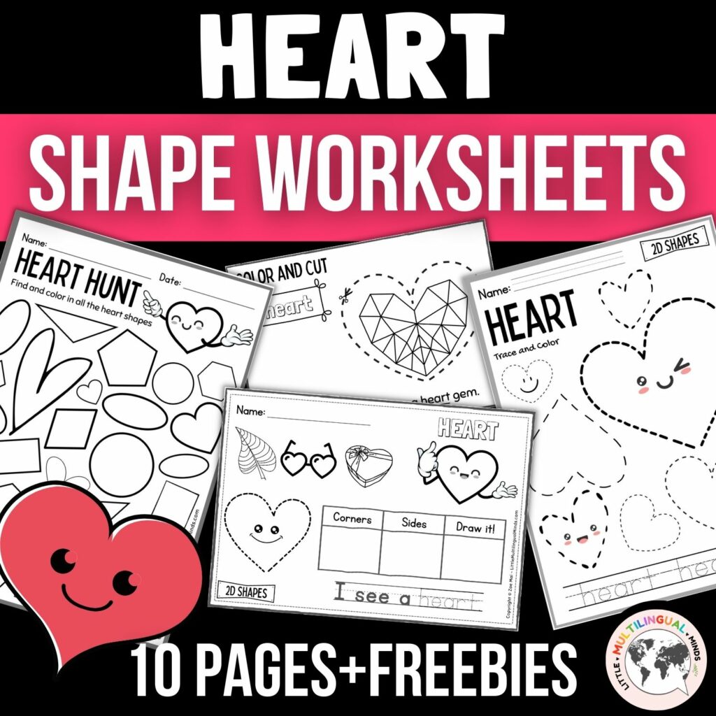 Kindergarten 2D Shapes Worksheet: HEARTS - Shape Sort, Shape Hunt, Math ...