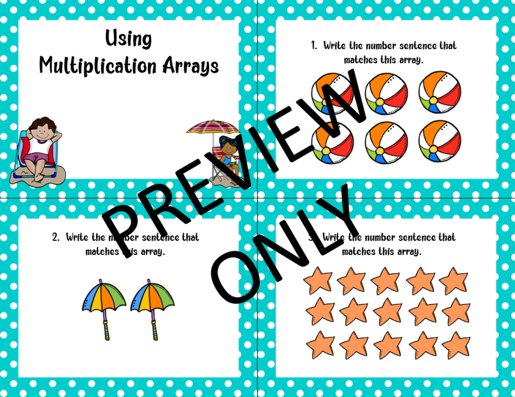 Summer Themed Using Multiplication Arrays Task Cards- VESOL Aligned ...