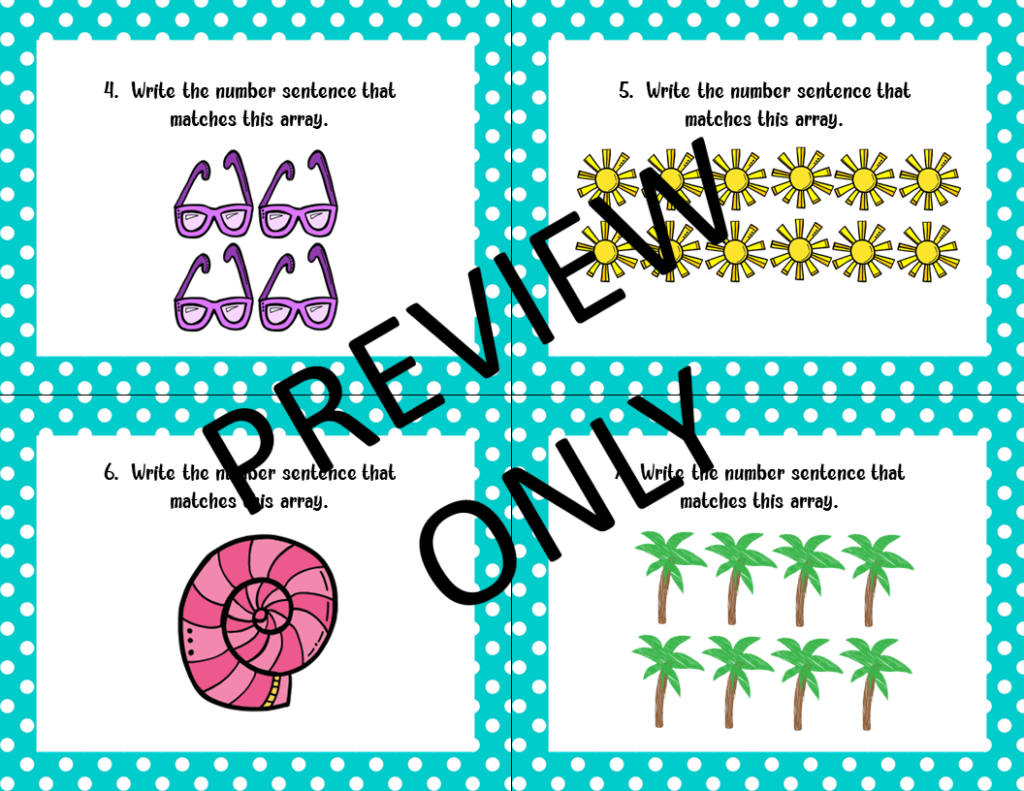 Summer Themed Using Multiplication Arrays Task Cards- VESOL Aligned ...