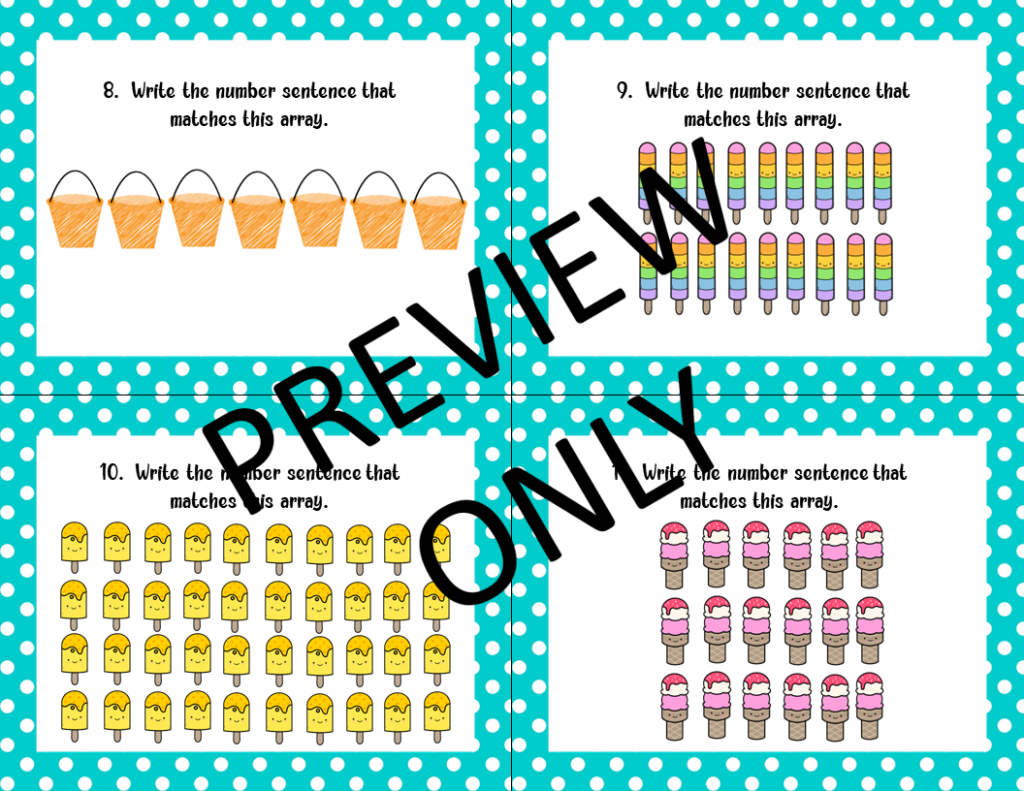 Summer Themed Using Multiplication Arrays Task Cards- VESOL Aligned ...