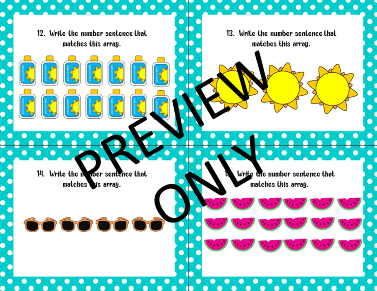 Summer Themed Using Multiplication Arrays Task Cards- VESOL Aligned ...