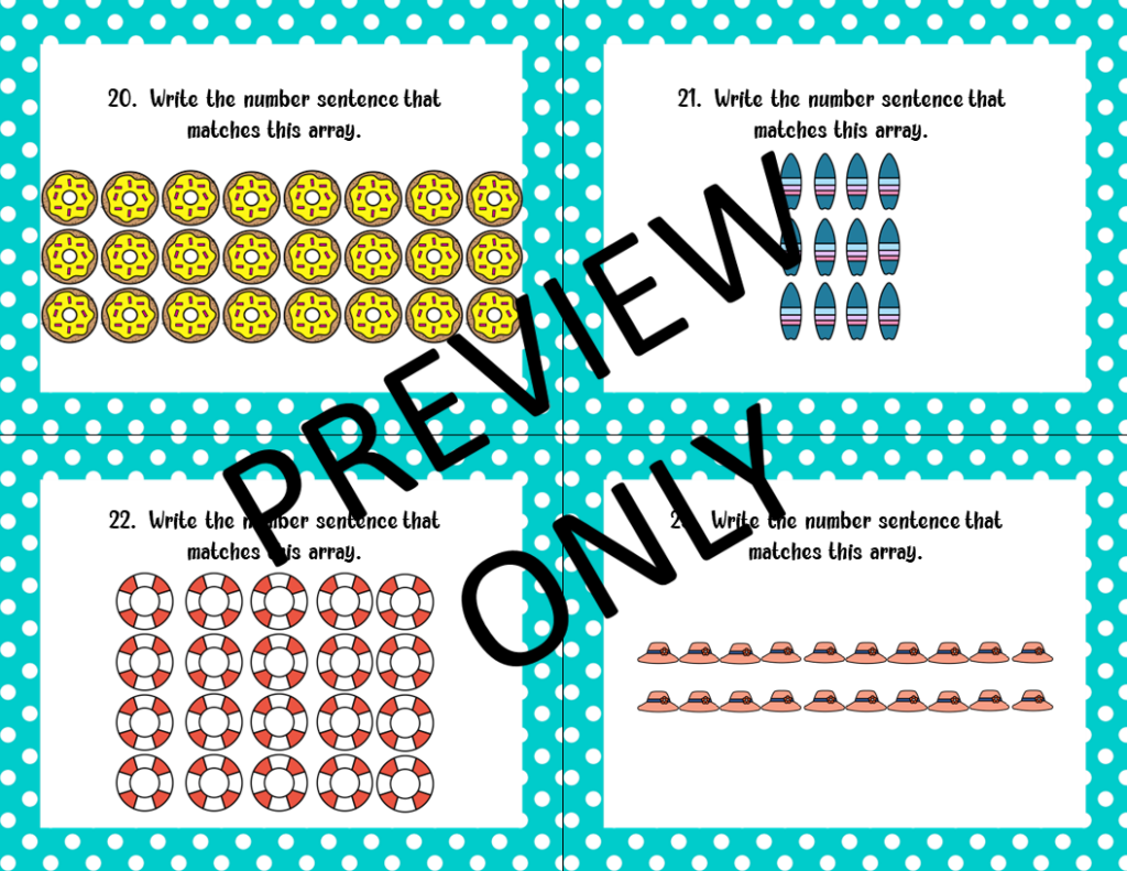 Summer Themed Using Multiplication Arrays Task Cards- VESOL Aligned ...