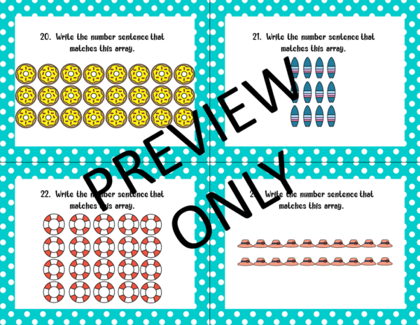 Summer Themed Using Multiplication Arrays Task Cards- VESOL Aligned ...