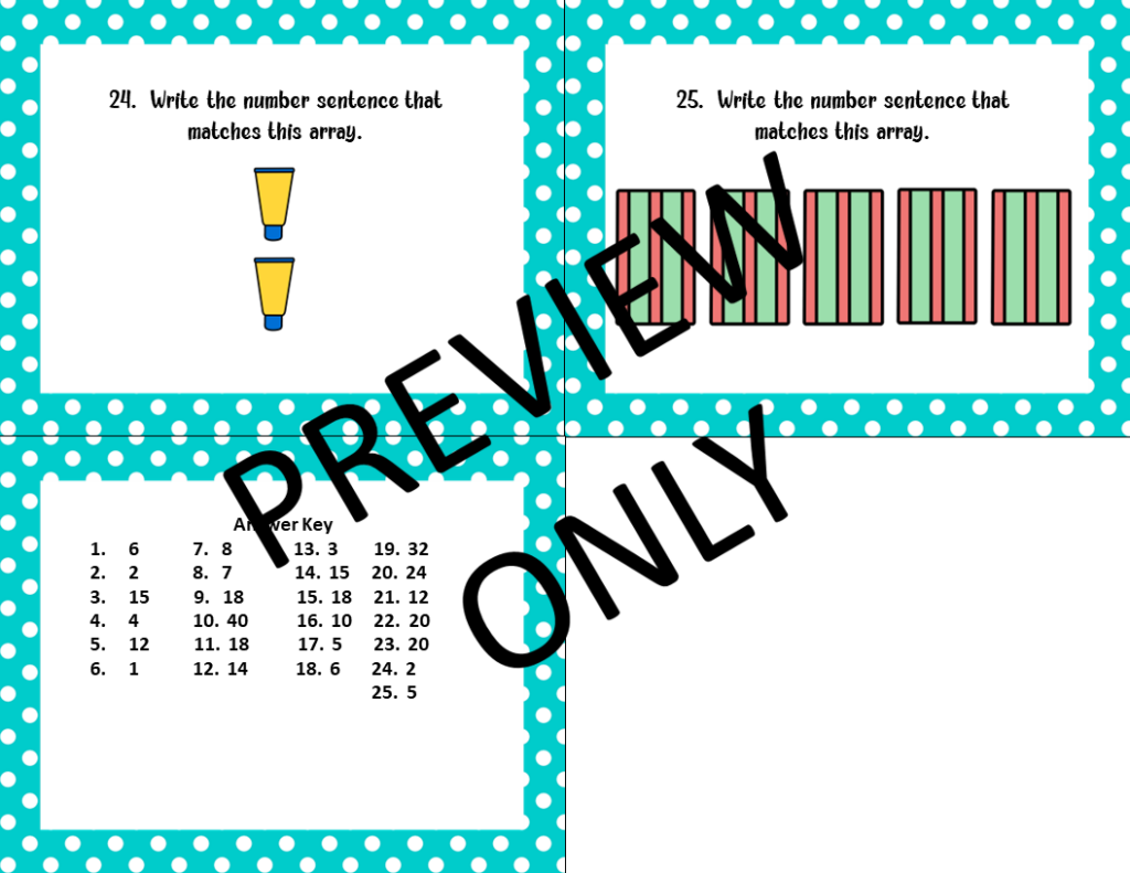 Summer Themed Using Multiplication Arrays Task Cards- VESOL Aligned ...
