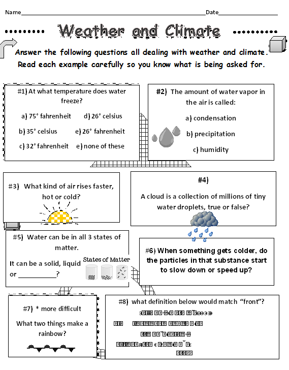 Weather and Climate Worksheeets #2 (5 Worksheets Incl. Word Search ...