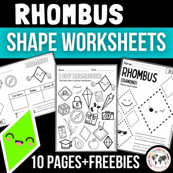 Kindergarten 2D Shapes Worksheet: RHOMBUS - Shape Sort, Shape Hunt ...