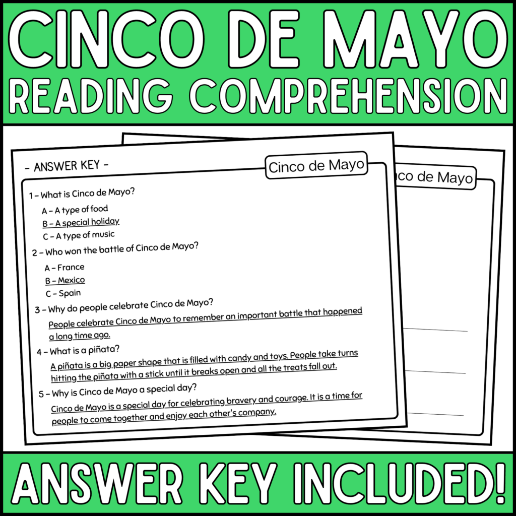 Cinco de Mayo Reading Comprehension Passage | Cinco de Mayo Reading ...