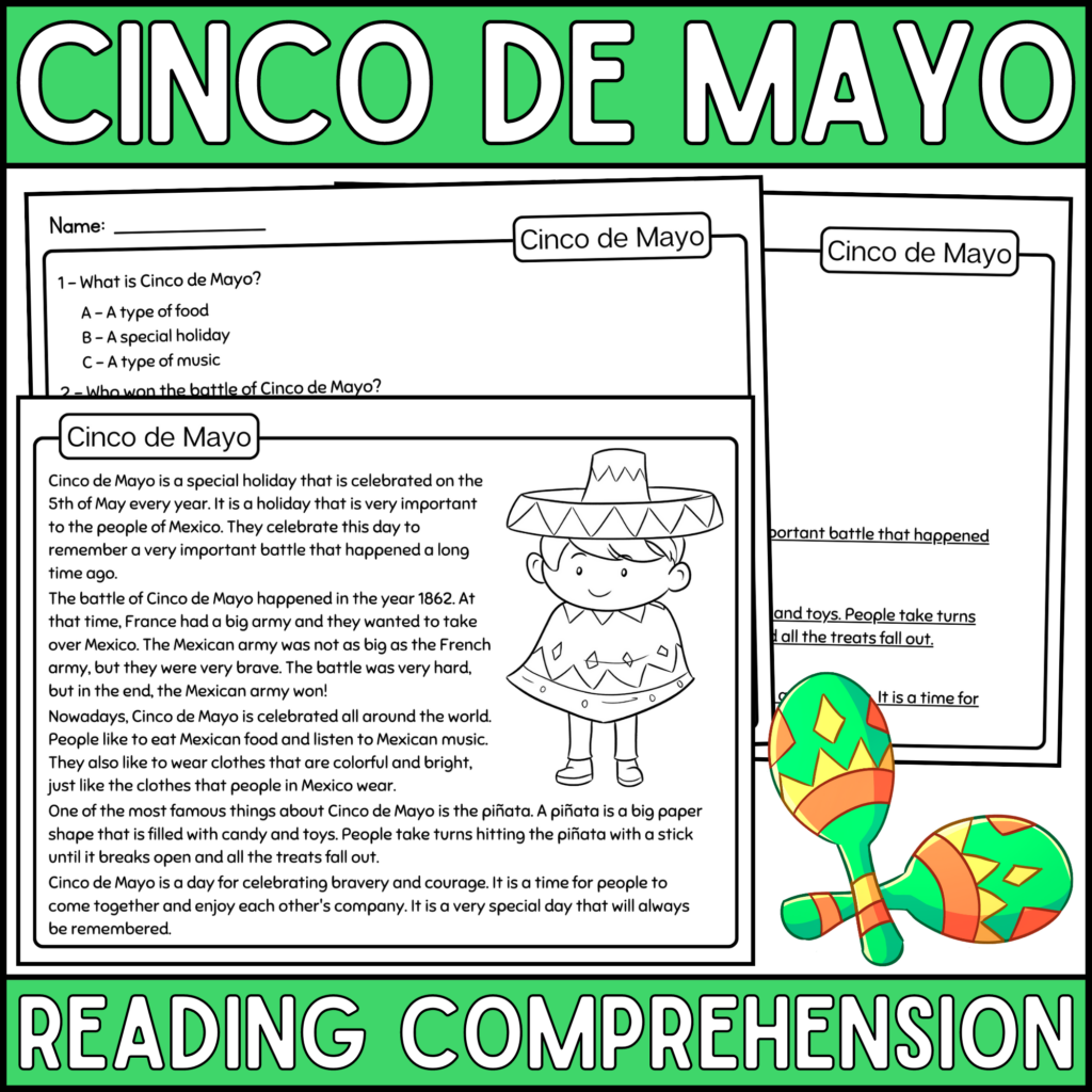 Cinco de Mayo Reading Comprehension Passage | Cinco de Mayo Reading ...