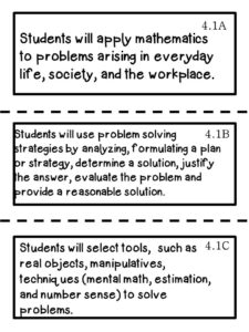 4th Grade Texas TEKS Math Learning Objectives Cards | Color & B&W ...