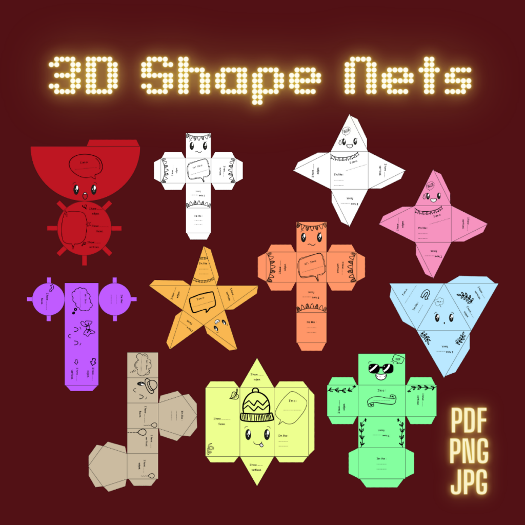 3D shape nets-Write properties & Build 3D shapes | Made By Teachers