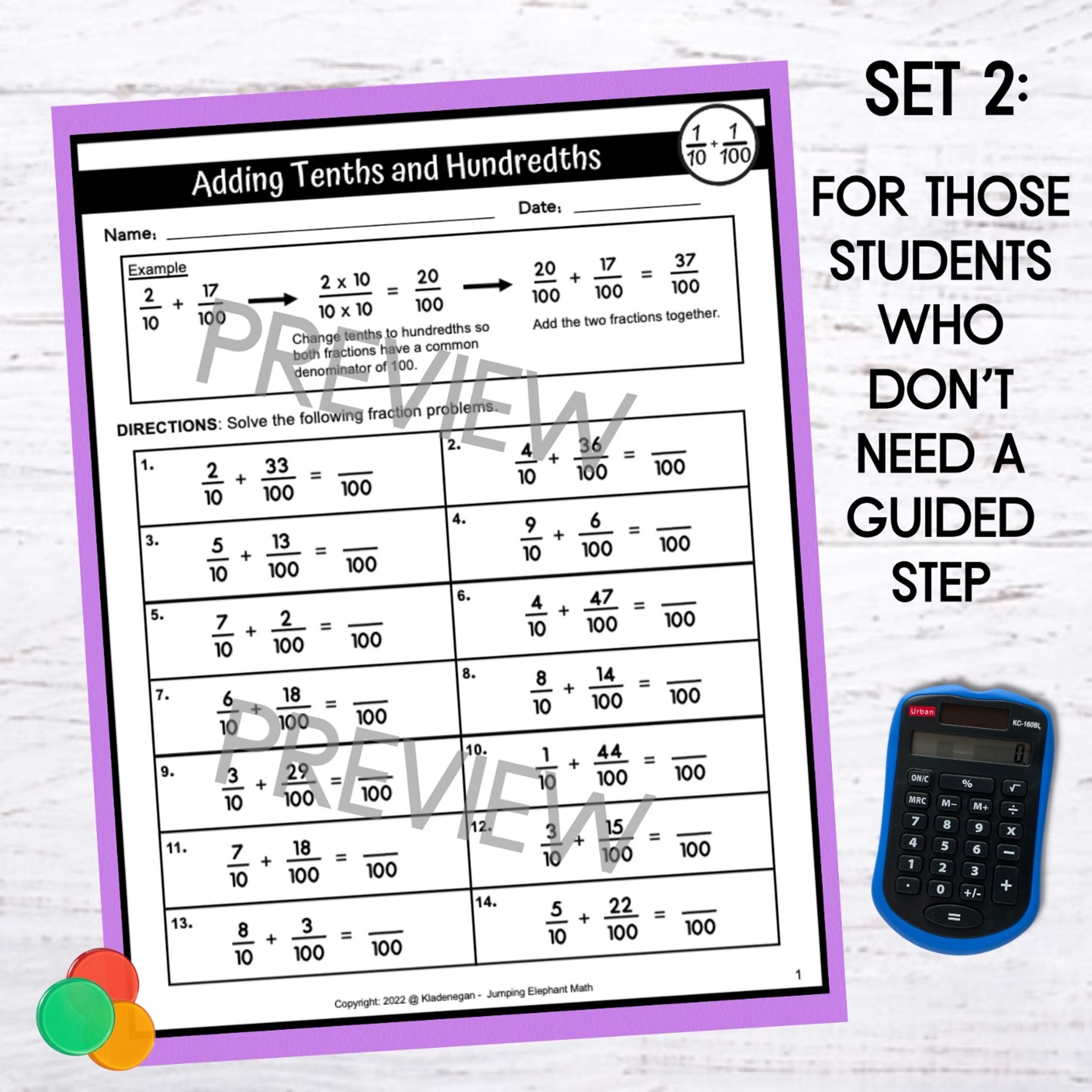 Adding Tenths and Hundredths Fractions Google Slides and Worksheets ...