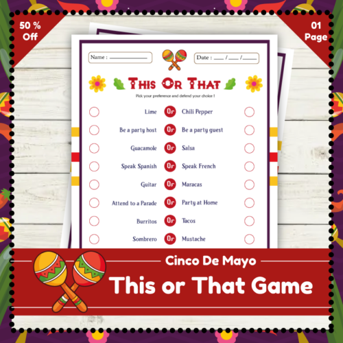 Cinco de Mayo This or That Game for Kids | Made By Teachers