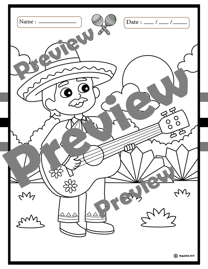 Cinco De Mayo Coloring Pages : A Collection of Fun Illustrations to ...