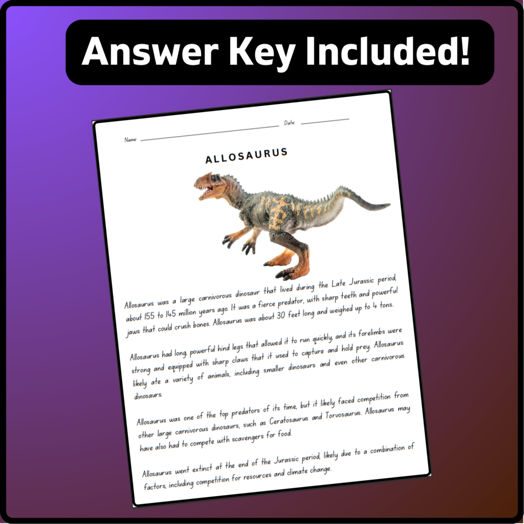 Dinosaur Activities Nonfiction Reading Comprehension Passages | Made By ...