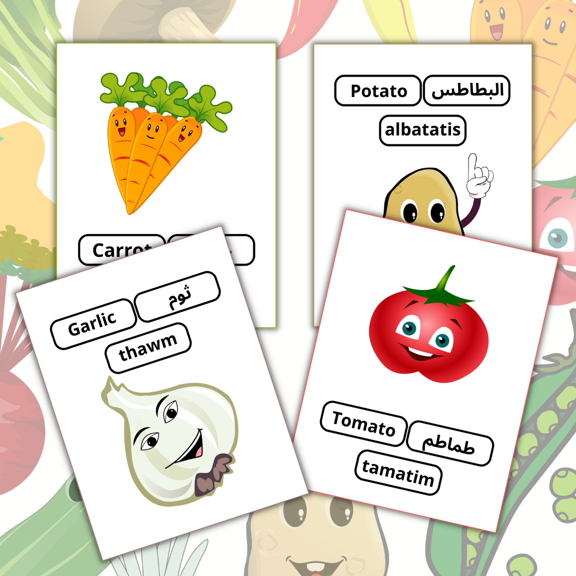 Vegetables Arabic and English for Kids | Made By Teachers