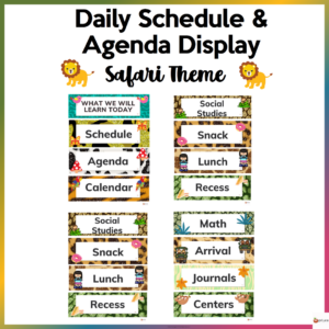 Safari Theme Daily Schedule Cards Editable | Made By Teachers
