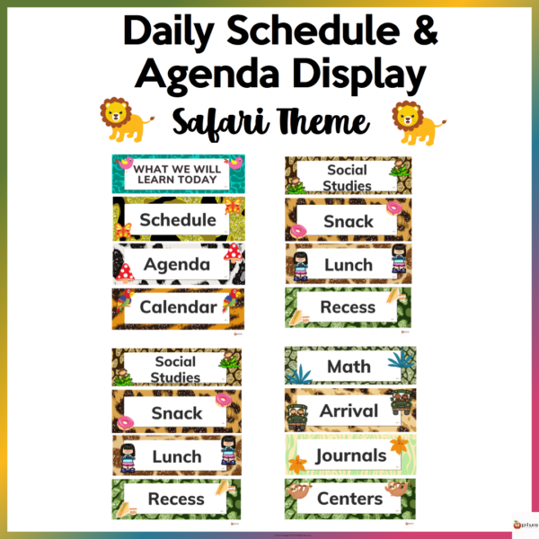 Safari Theme Daily Schedule Cards Editable | Made By Teachers