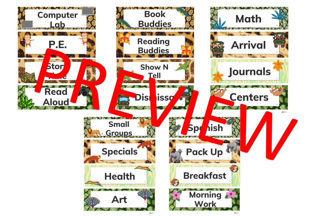 Safari Theme Daily Schedule Cards Editable | Made By Teachers