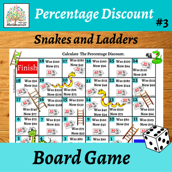 Percentage Discount #2 Snakes and Ladders Dice Game | Made By Teachers