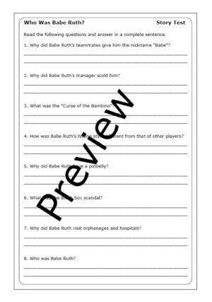 Joan Holub "Who Was Babe Ruth?" worksheets | Made By Teachers