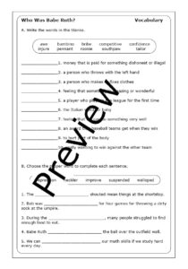Joan Holub "Who Was Babe Ruth?" worksheets | Made By Teachers