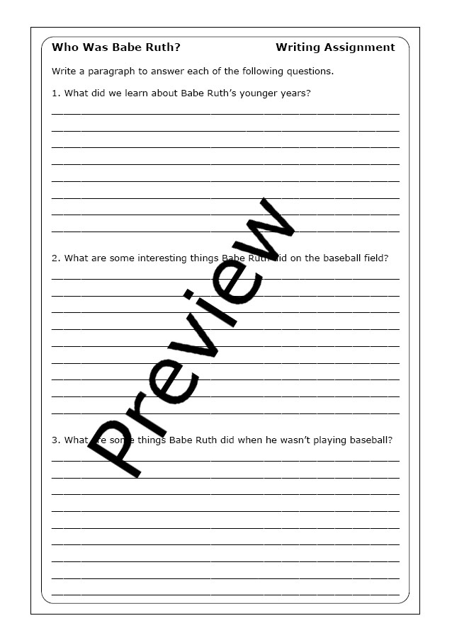 Joan Holub "Who Was Babe Ruth?" worksheets | Made By Teachers