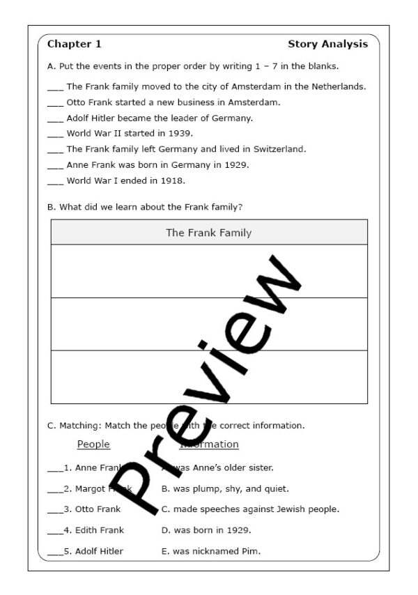 Ann Abramson "Who Was Anne Frank?" worksheets | Made By Teachers