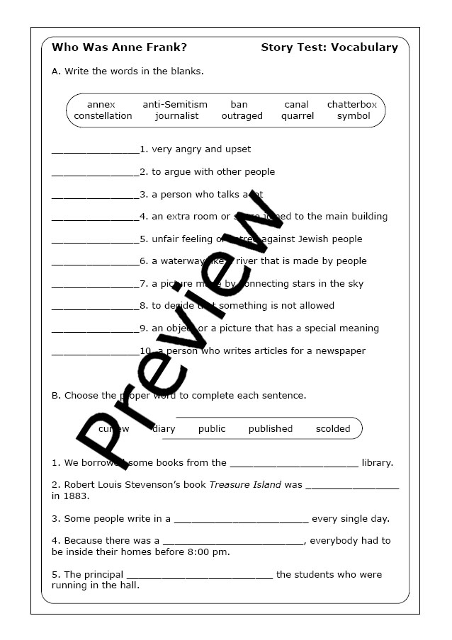 Ann Abramson "Who Was Anne Frank?" worksheets | Made By Teachers